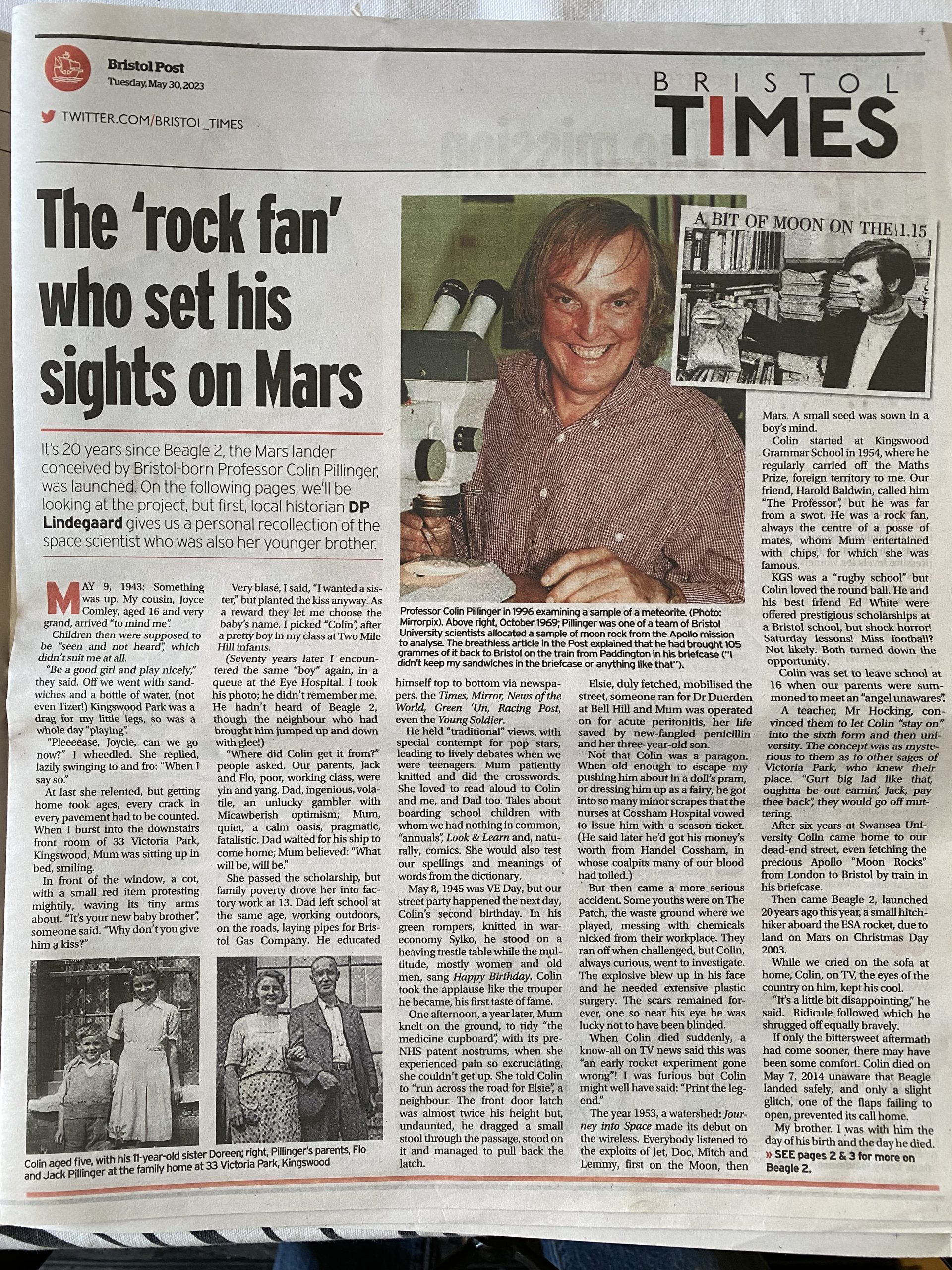 Colin Pillinger - The 'rock fan' who set his sights on Mars - Bristol ...